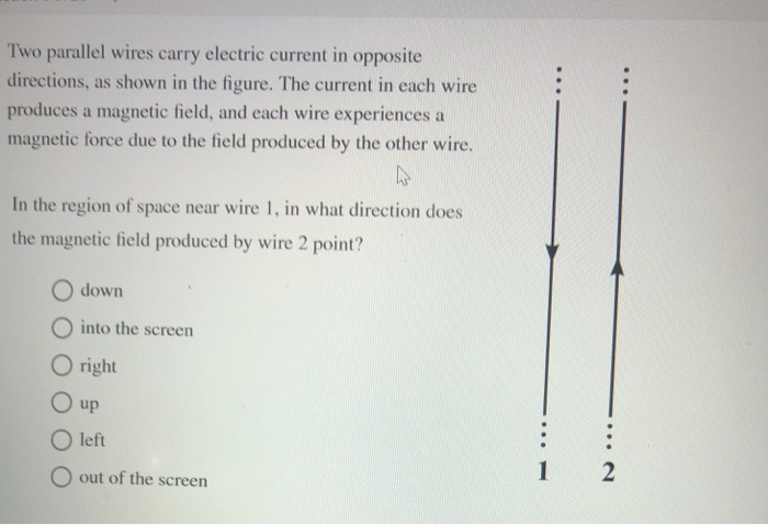 Solved Two parallel wires carry electric current in opposite | Chegg.com