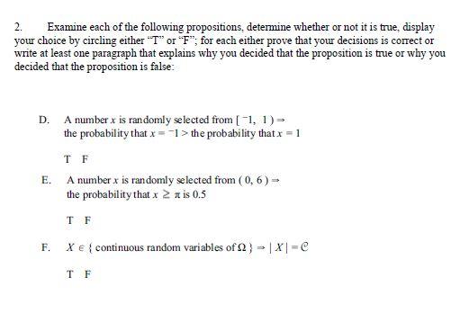 Solved 2. Examine each of the following propositions, | Chegg.com