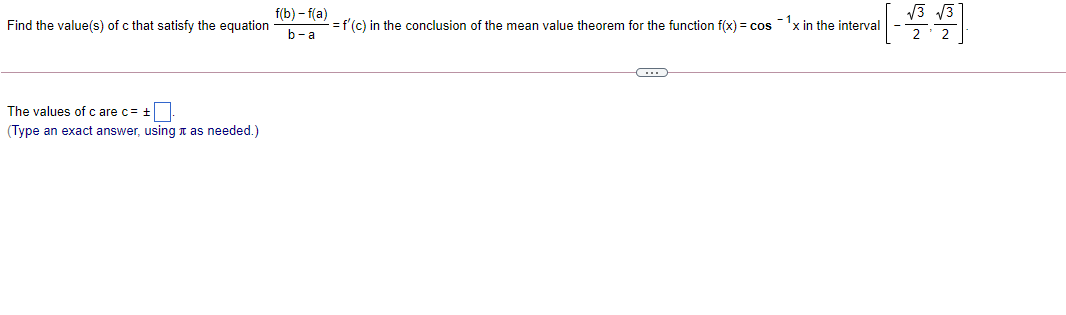 Solved Find the value(s) of c that satisfy the equation | Chegg.com