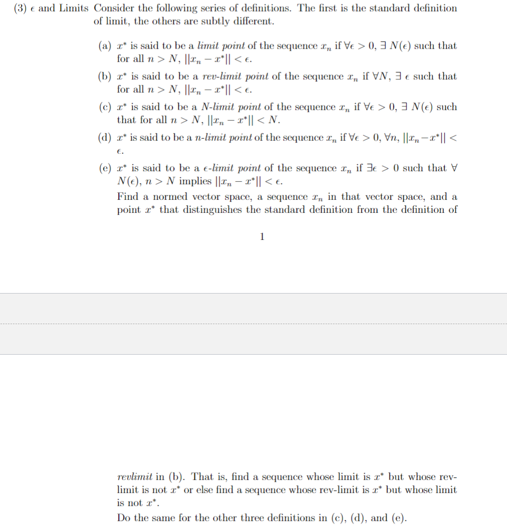 Solved Limits Consider the following series of definitions. | Chegg.com