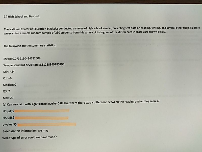 Solved 9.) High School and Beyond, The National Center of | Chegg.com
