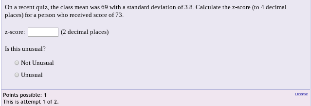 Solved On a recent quiz, the class mean was 69 with a | Chegg.com
