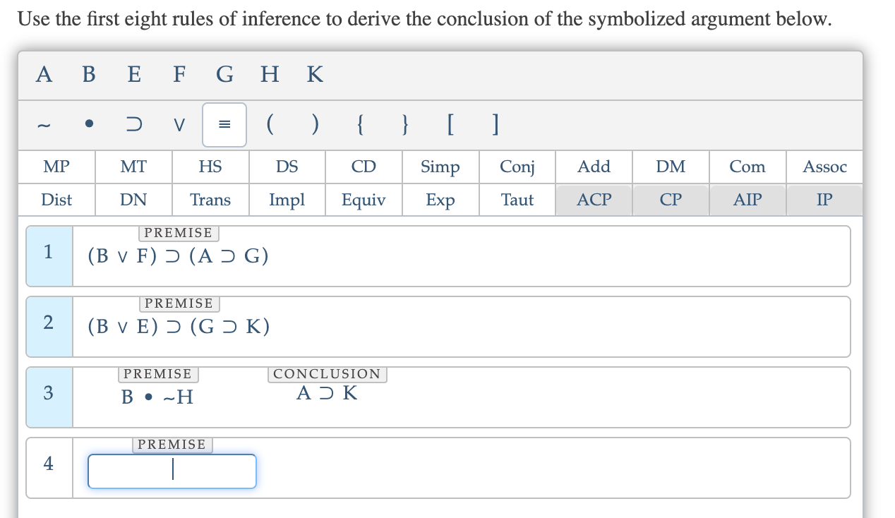 Use the first eight rules of inference to derive the | Chegg.com