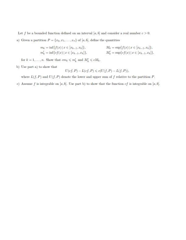 Solved Lets be a bounded function defined on an interval (a, | Chegg.com