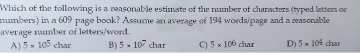 Solved Which of the following is a reasonable estimate of | Chegg.com