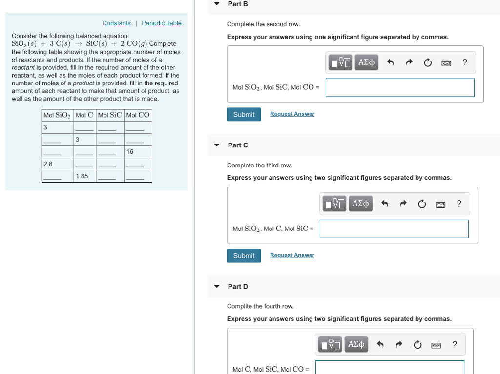 Solved Part B Periodic Table Constants ced equation Complete | Chegg.com