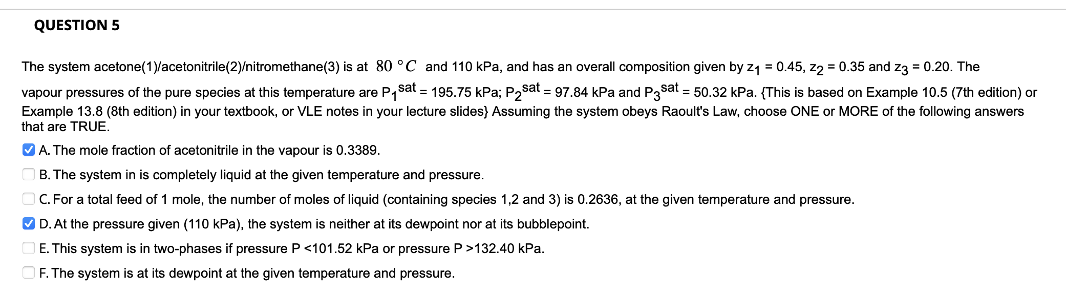 The system acetone(1)/acetonitrile(2)/nitromethane | Chegg.com