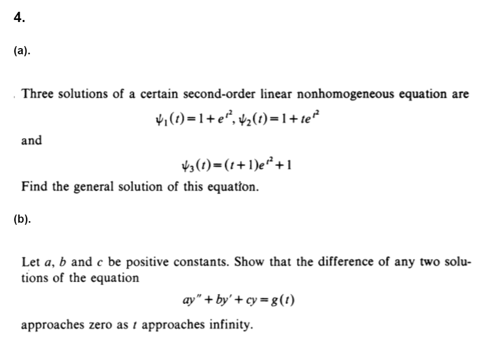 Solved Three solutions of a certain second-order linear | Chegg.com