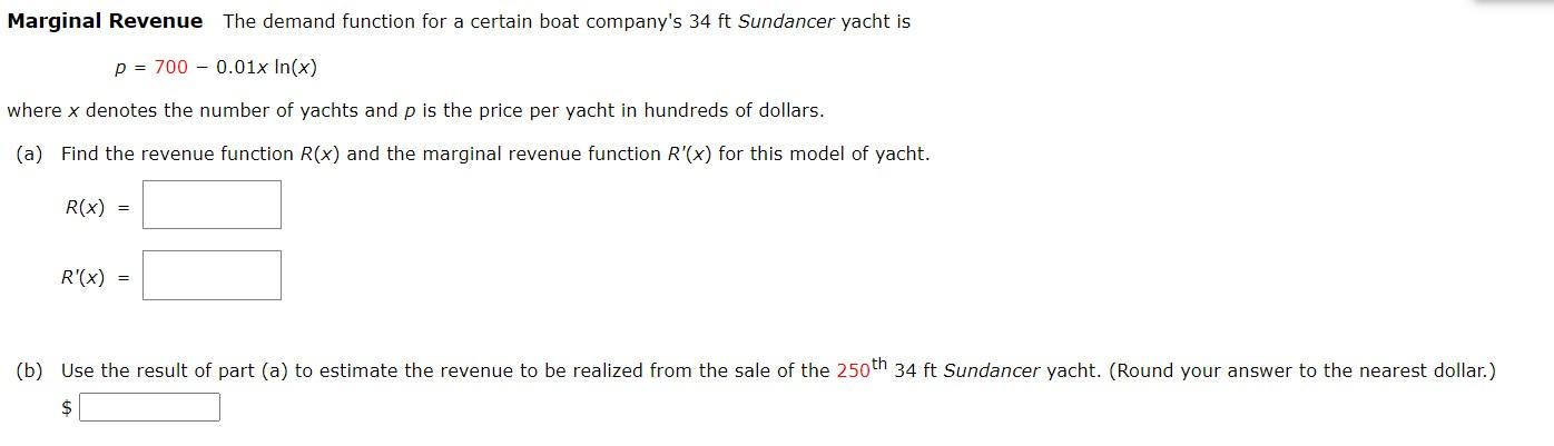 Solved Marginal Revenue The demand function for a certain | Chegg.com