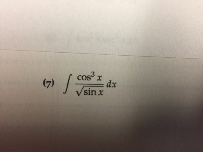 Solved Integral cos^3 x/squareroot sin x dx | Chegg.com