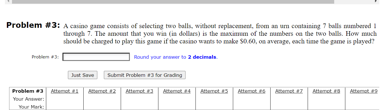 Solved Problem #3: A casino game consists of selecting two | Chegg.com