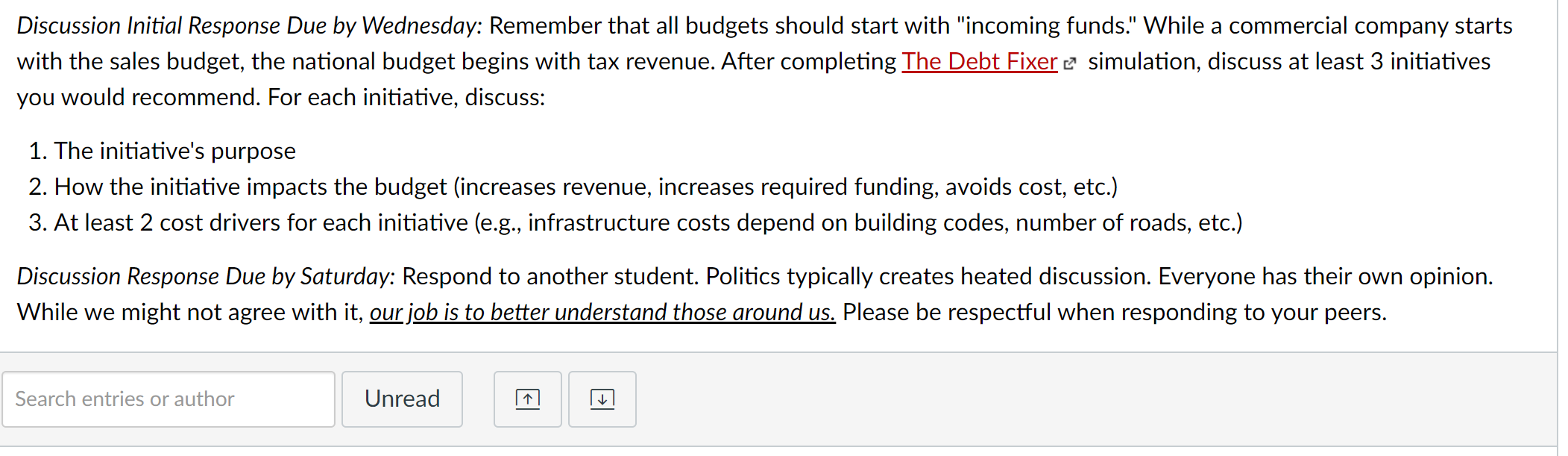Discussion Initial Response Due by Wednesday: | Chegg.com