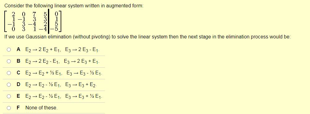 Solved Consider the following linear system written in | Chegg.com