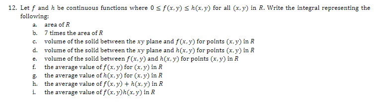 Solved 12. Let f and h be continuous functions where | Chegg.com
