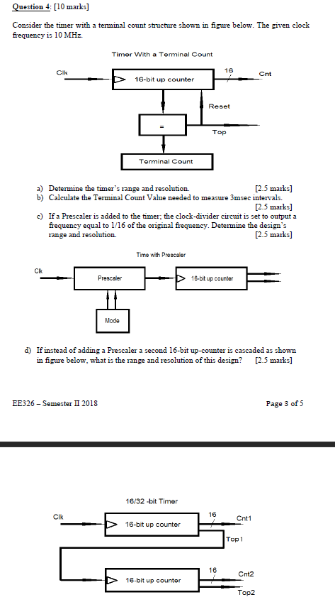 Solved Question 4: [10 marks] Consider the timer with a | Chegg.com