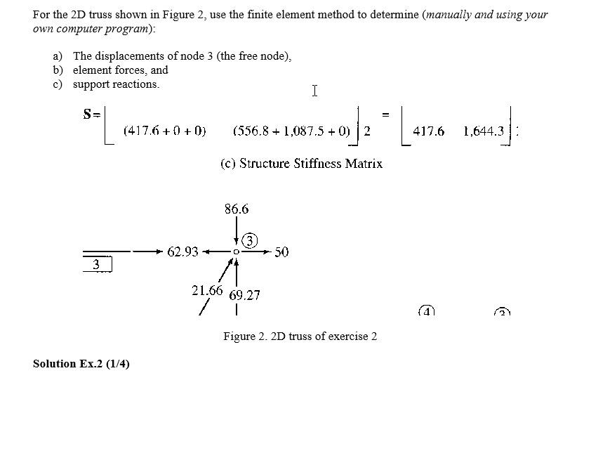 For the 2D truss shown in Figure 2, use the finite | Chegg.com