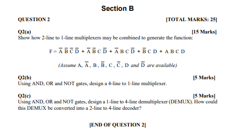 Solved Q2(a) [15 Marks] Show how 2-line to 1-line | Chegg.com