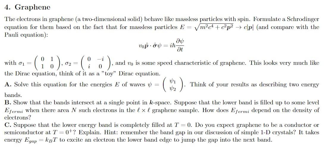 Solved The electrons in graphene (a two-dimensional solid) | Chegg.com