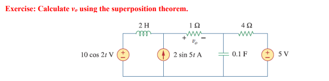 Solved Exercise: Calculate vo using the superposition | Chegg.com