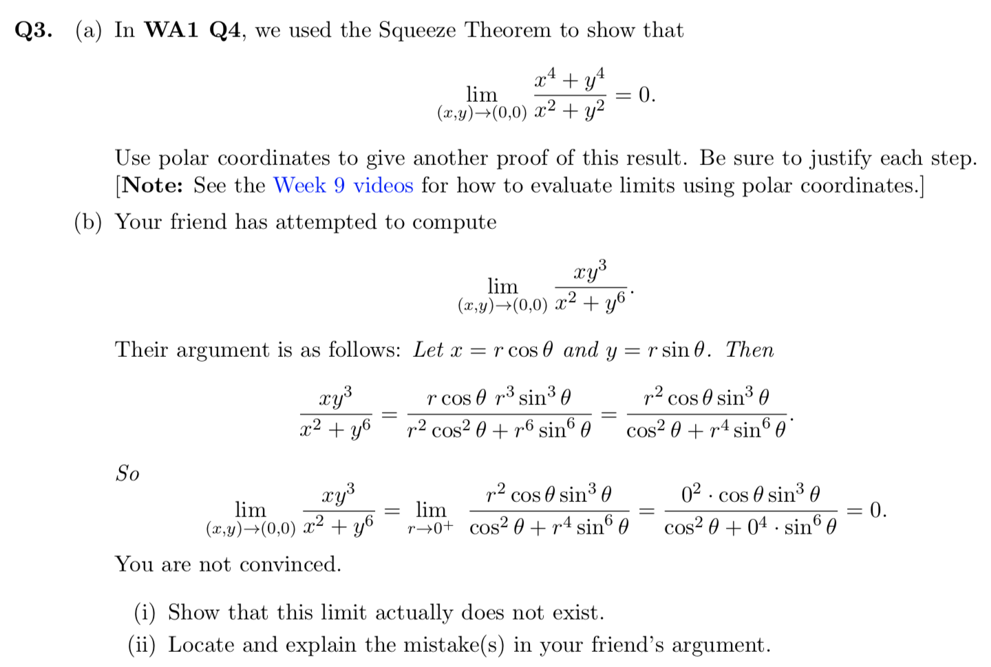 Solved Q3. (a) In WA1 Q4, we used the Squeeze Theorem to | Chegg.com