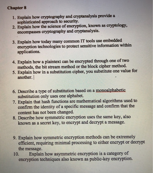 Solved Chapter 8 1 Explain How Cryptography And 