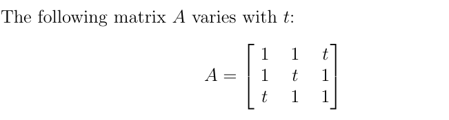 Solved 1) For which values of t is the rank of the matrix | Chegg.com