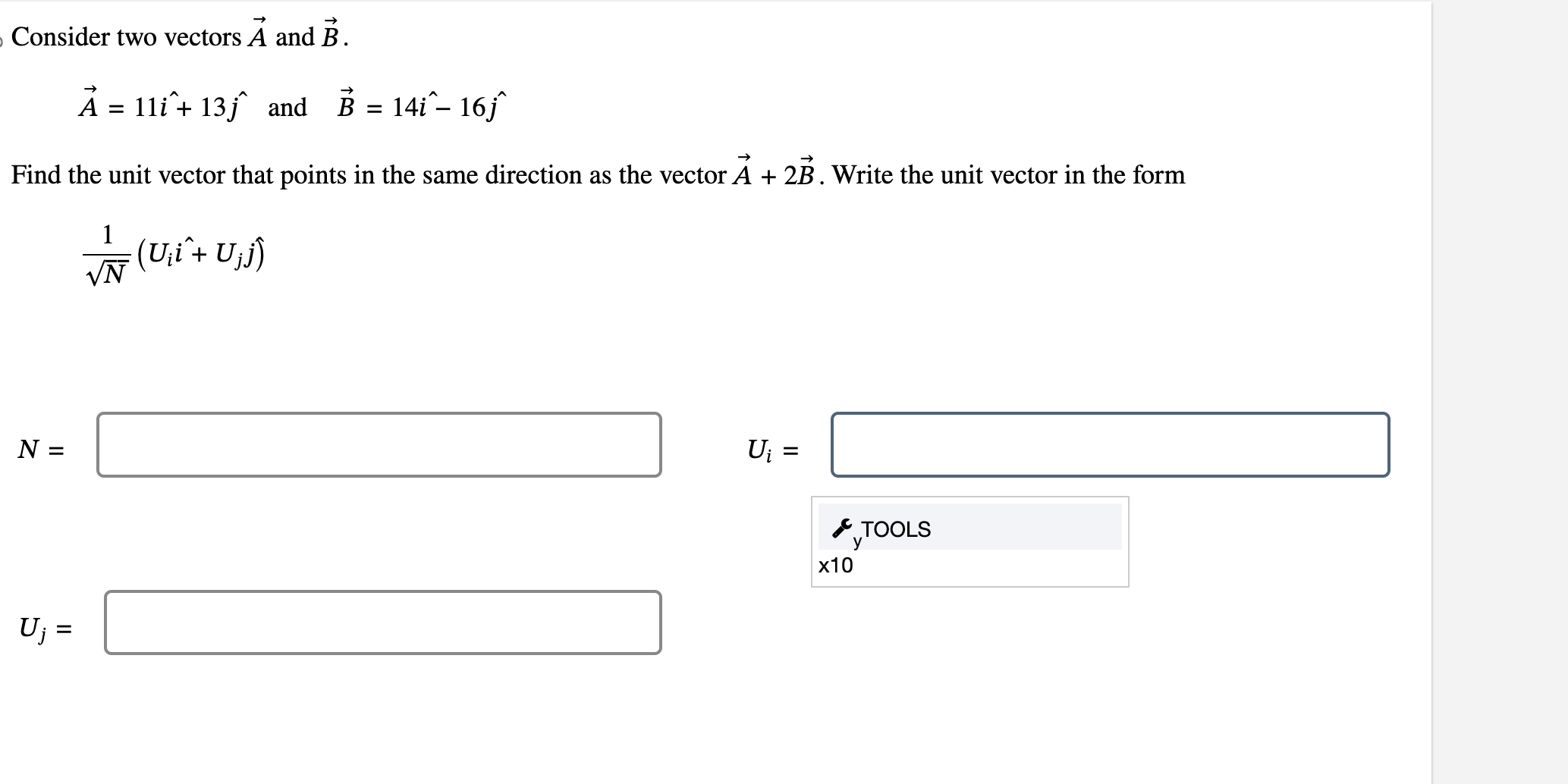 Solved Consider two vectors A and B. A=11i^+13j^ and | Chegg.com