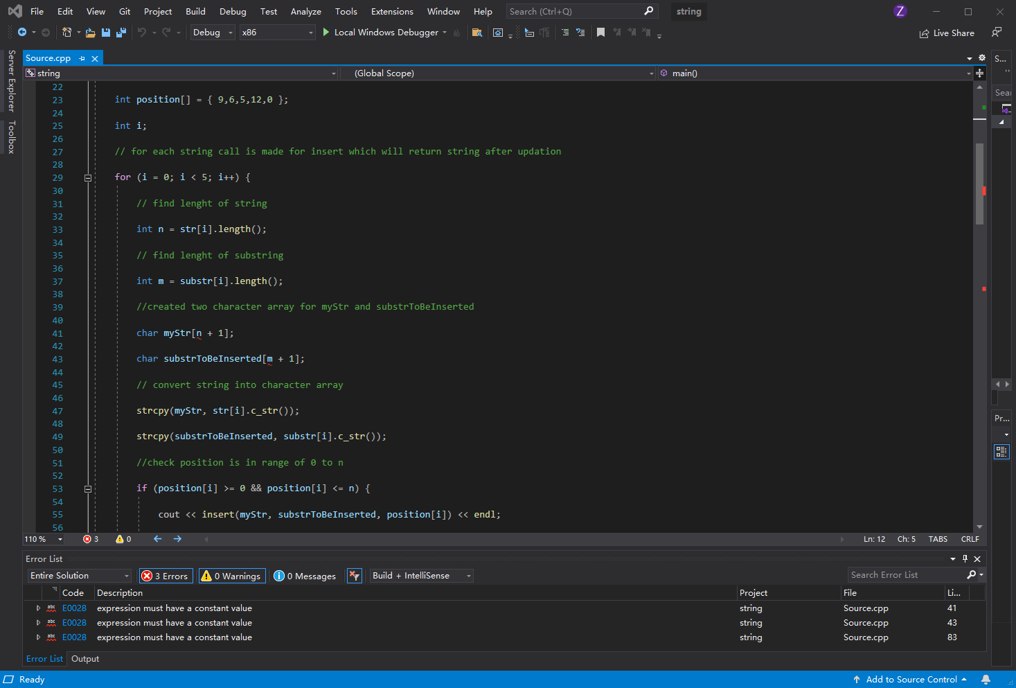 Solved I used Visual Studio to run it and got these errors. | Chegg.com