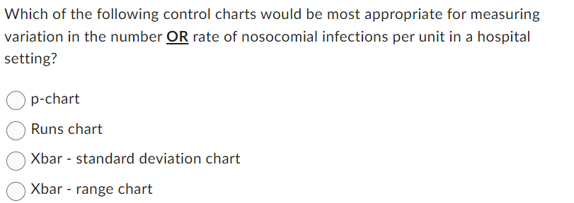 Solved Which of the following control charts would be most | Chegg.com