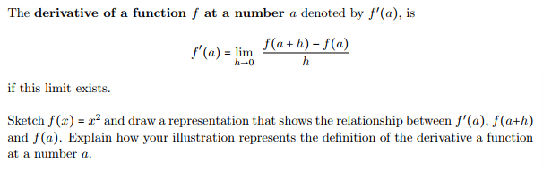 Solved if this limit exists.Sketch f(x)=x2 ﻿and draw a | Chegg.com