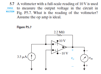 Solved 5.7 A voltmeter with a full-scale reading of 10 V is | Chegg.com