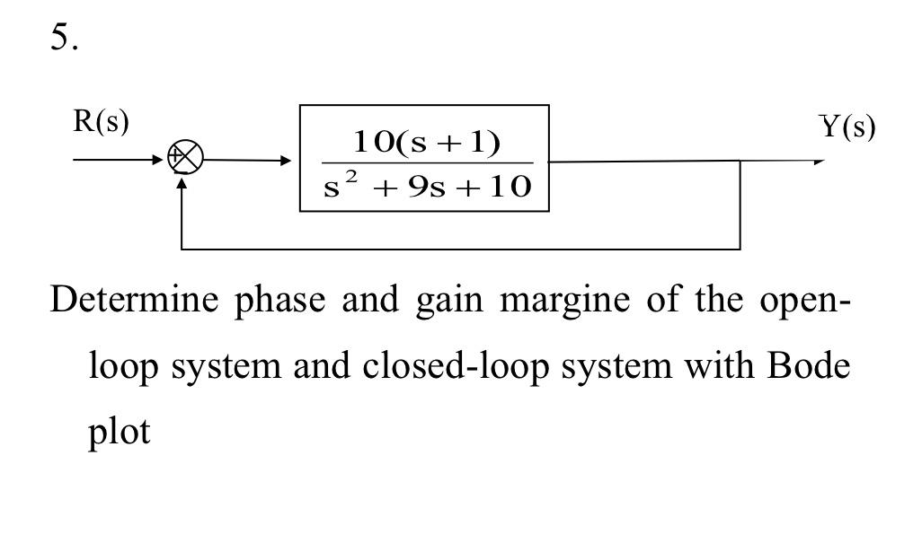 Solved 5. R(s) Y(s) 10(s + 1) s2 +9s +10 Determine phase and | Chegg.com