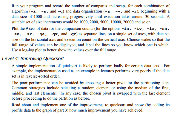 Prac 5: Sorting Task Write a program algorithms, and | Chegg.com