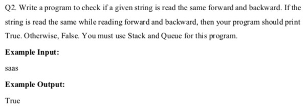 Solved Q2 Write A Program To Check If A Given String Is 9964