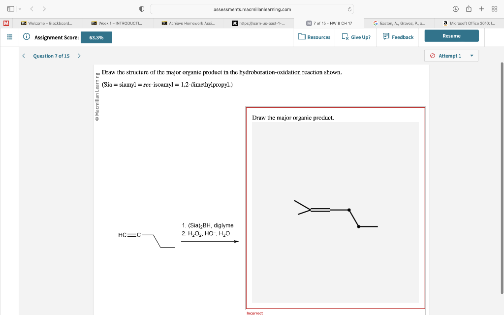 Solved Draw the structure of the major organic product in | Chegg.com