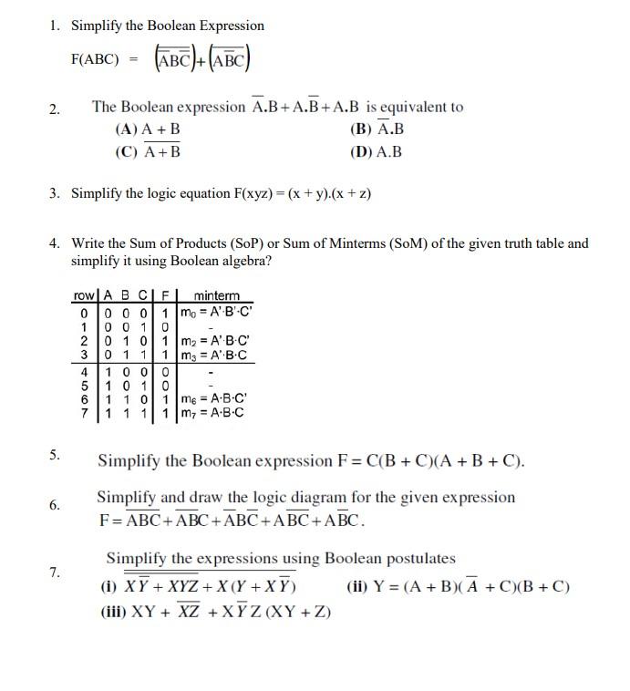 Solved 1. Simplify the Boolean Expression | Chegg.com