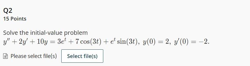 Solved Q2 15 Points Solve the initial-value problem | Chegg.com