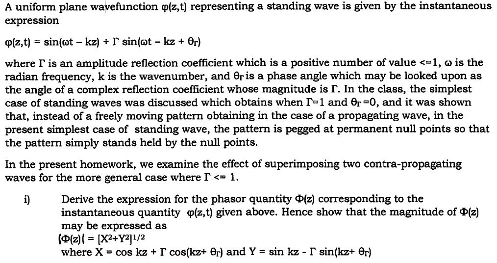Solved A uniform plane wavefunction p(z,t) representing a | Chegg.com