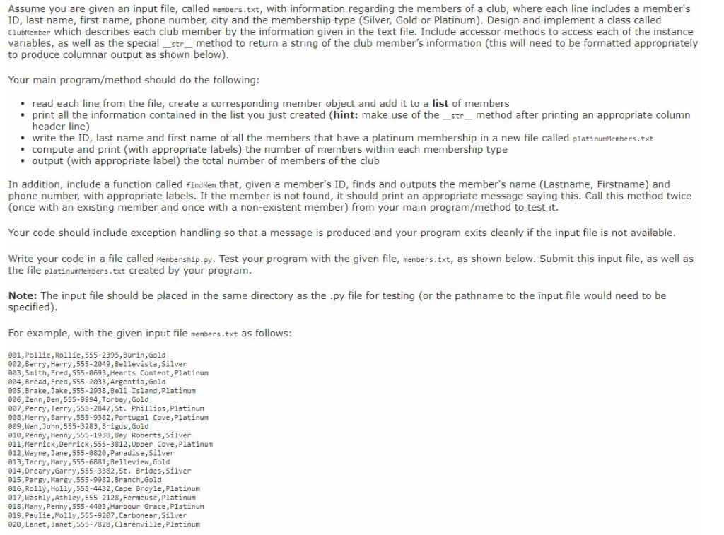 Solved A PYTHON PROGRAM!! Assume you are given an input | Chegg.com