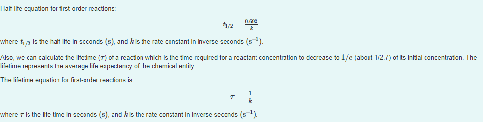 Solved Half-life equation for first-order reactions: 0.693 | Chegg.com