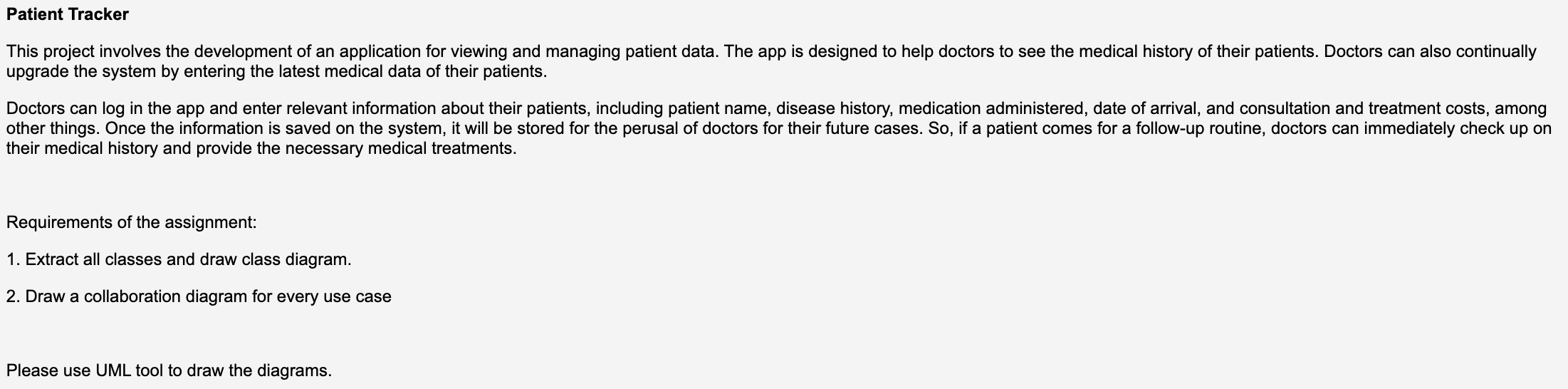 Solved Patient Tracker This project involves the development | Chegg.com