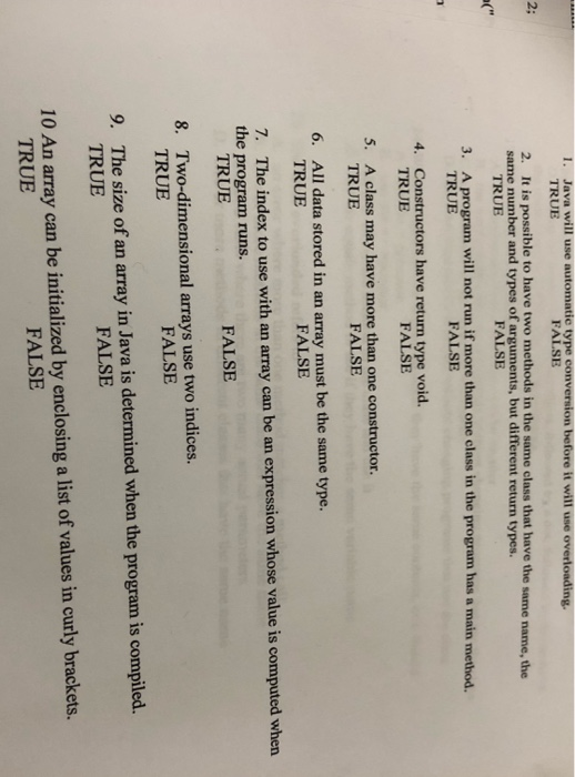 Solved TRUE FALSE 2; 2. It is possible to have two methods | Chegg.com