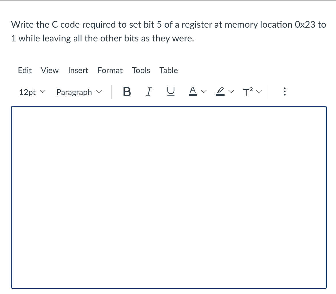 Solved Write the C code required to set bit 5 of a register | Chegg.com