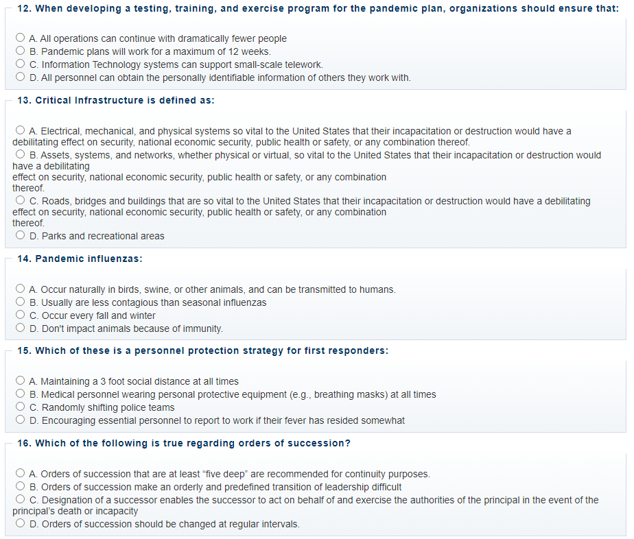 Solved 12. When developing a testing, training, and | Chegg.com