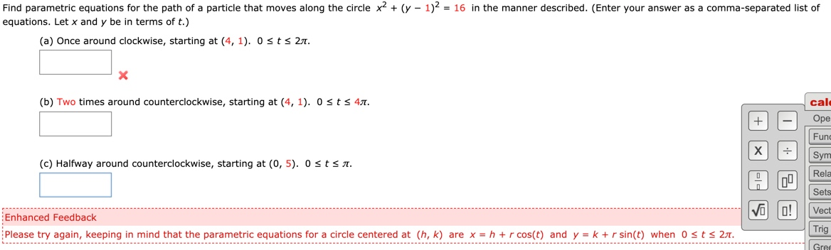 Solved Find parametric equations for the path of a particle | Chegg.com