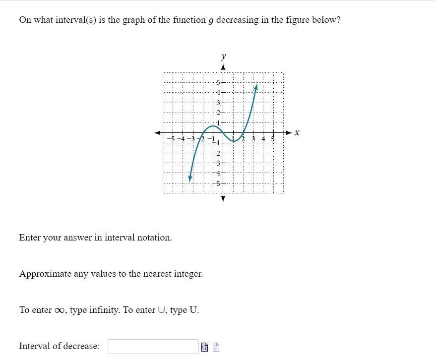 Solved On what interval(s) is the graph of the function g | Chegg.com