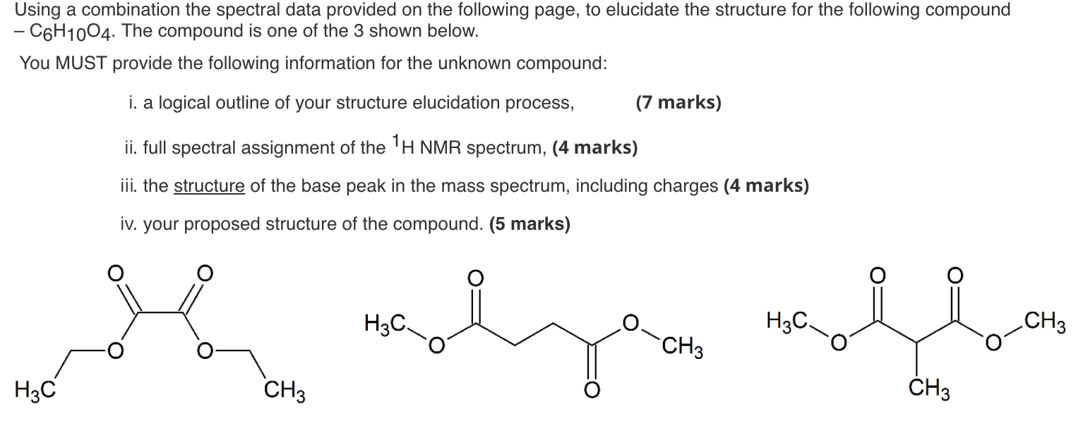 Solved Using a combination the spectral data provided on the | Chegg.com