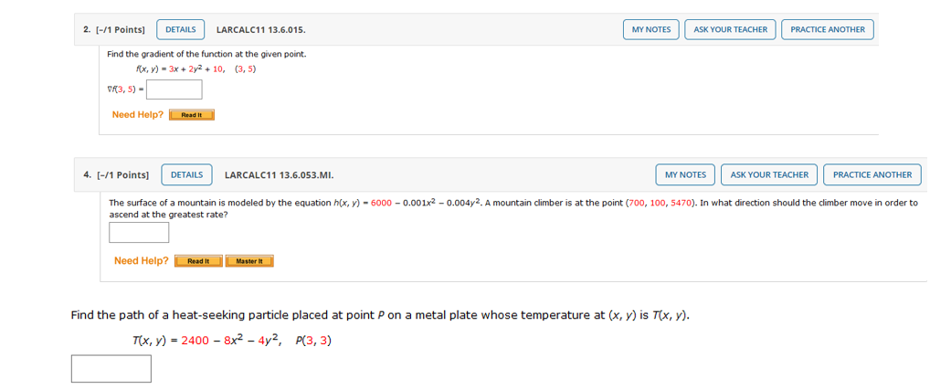 Solved 2. (-/1 Points) DETAILS LARCALC11 13.6.015. MY NOTES | Chegg.com