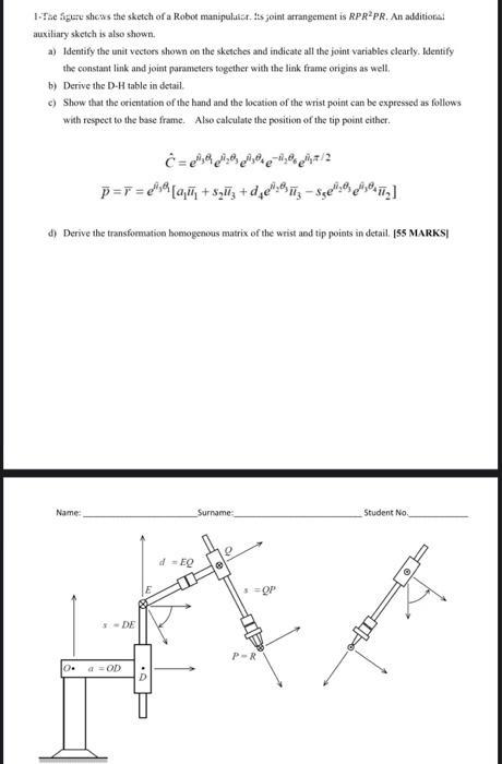 Solved 1- Figure shows the design of a Robot arm. Joint | Chegg.com
