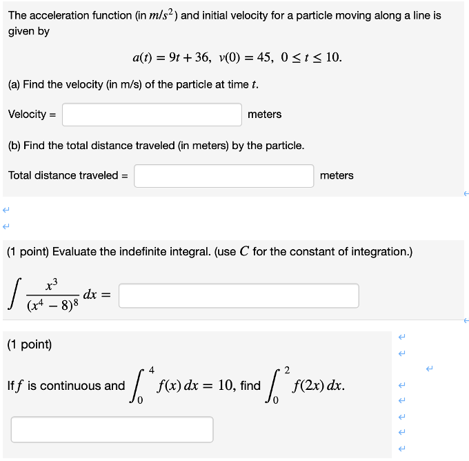 Solved The acceleration function (in m/s2 ) and initial | Chegg.com